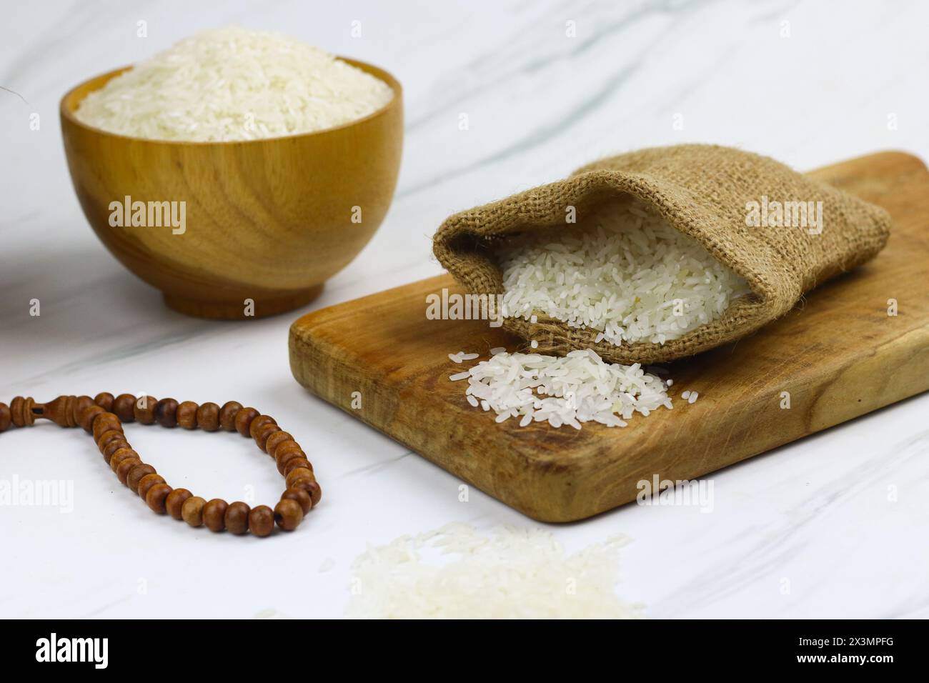 Beras or white rice, Indonesian main food made from Oryza sativa grain ...