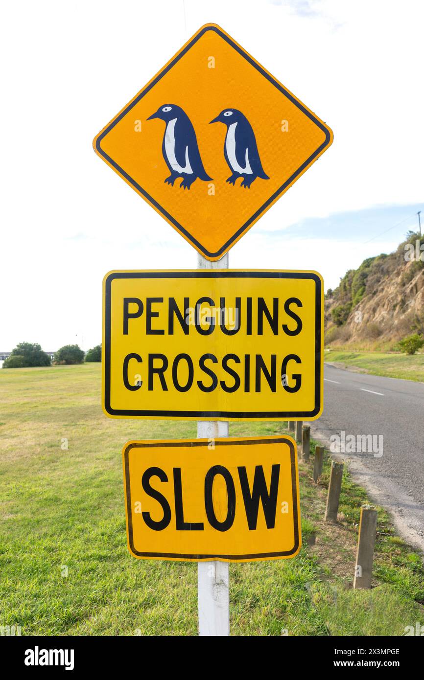 Penguins crossing sign at Oamaru Blue Penguin Colony, Waterfront Road ...