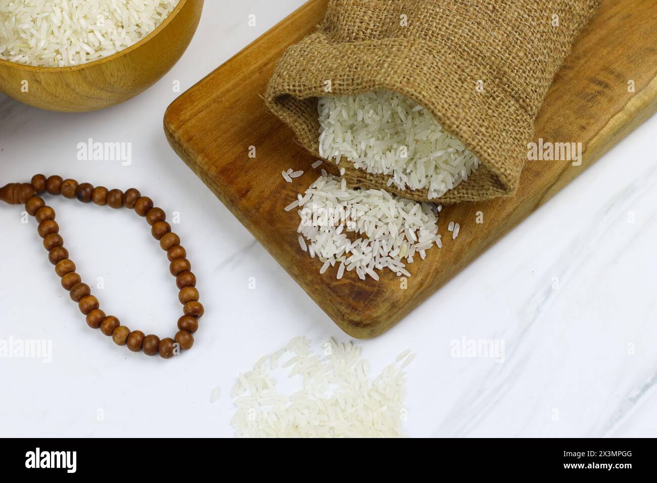 Beras or white rice, Indonesian main food made from Oryza sativa grain ...