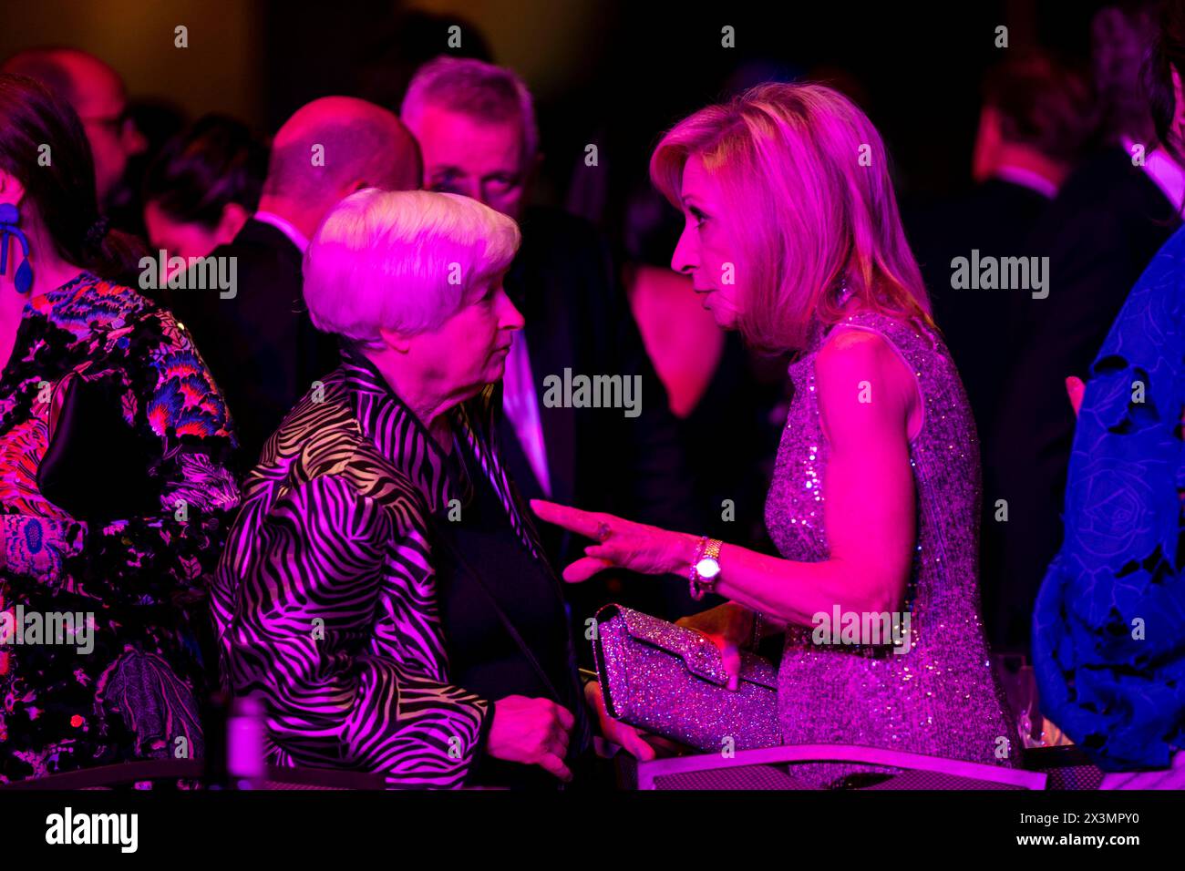 United States Secretary of the Treasury Janet Yellen speaks with ...