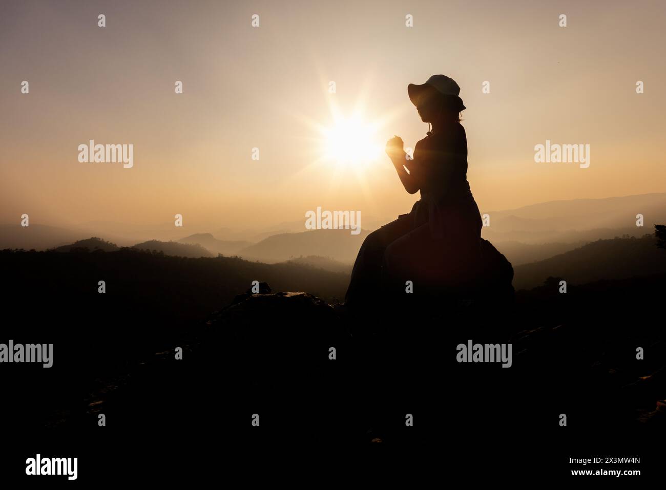 Silhouette of Person women demonstrating their religious faith. women ...