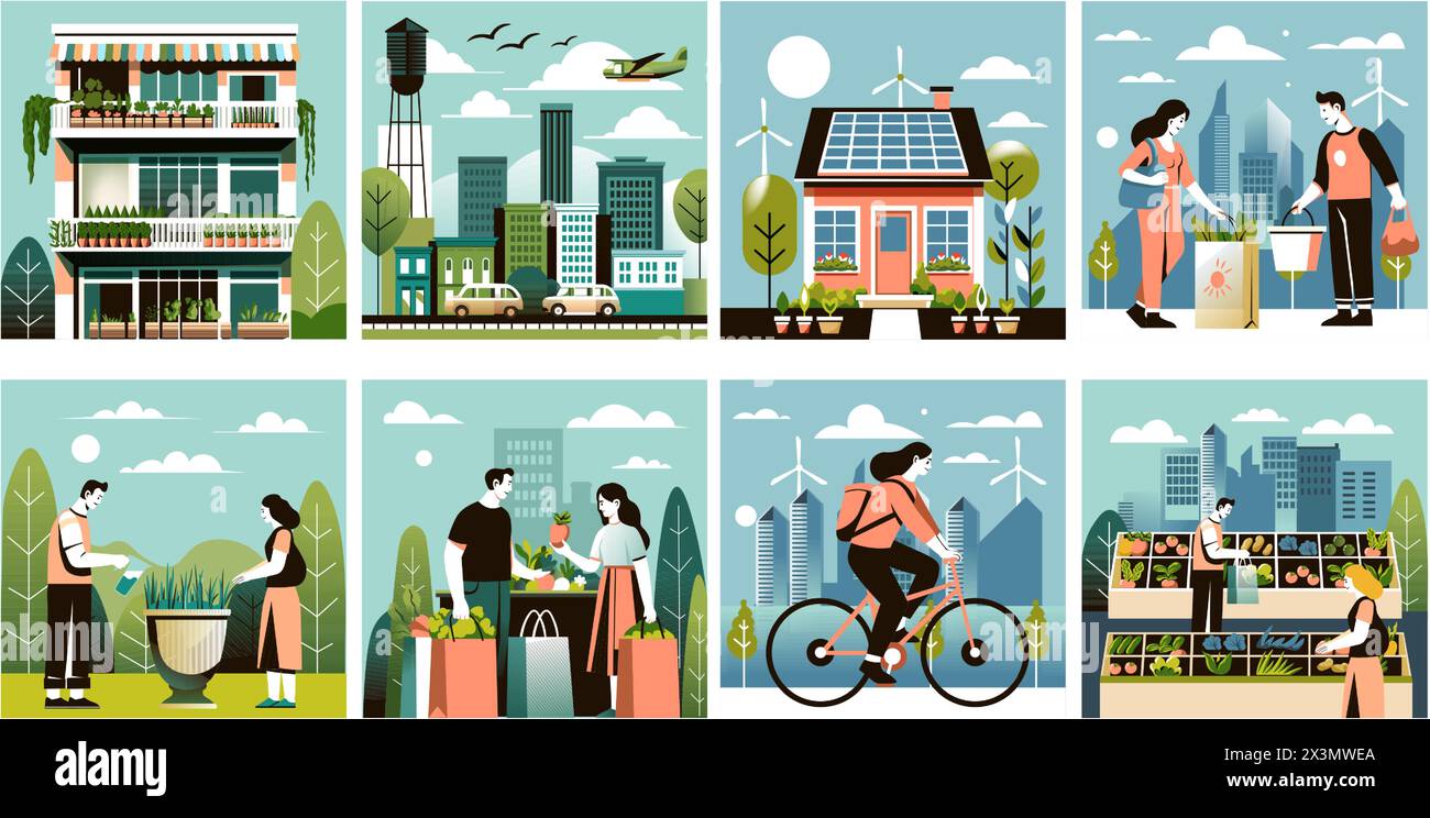 Urban Green Living Illustrations vector Stock Vector Image & Art - Alamy