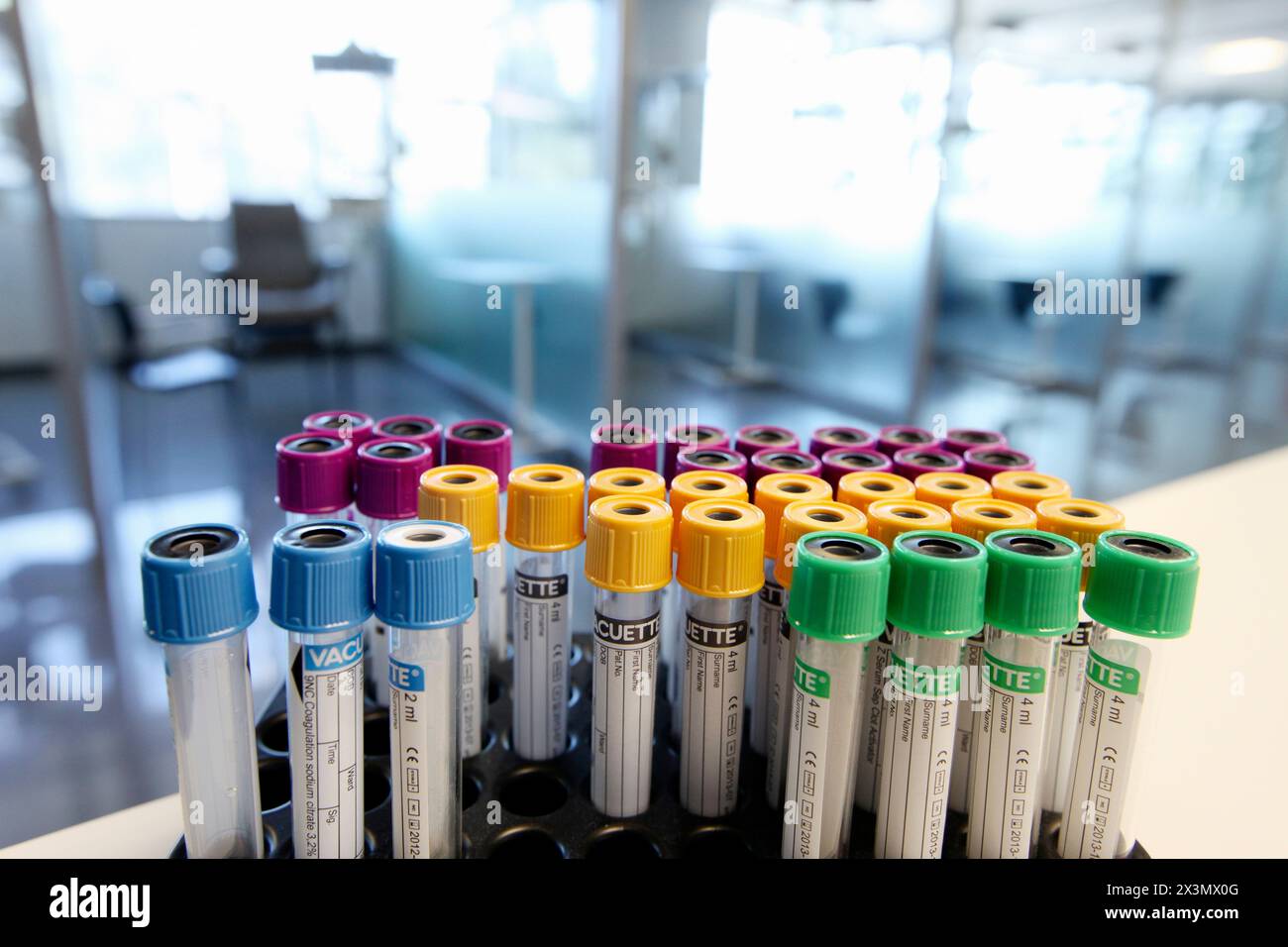 sample tubes of blood, Boxes chemotherapy, Onkologikoa Hospital ...