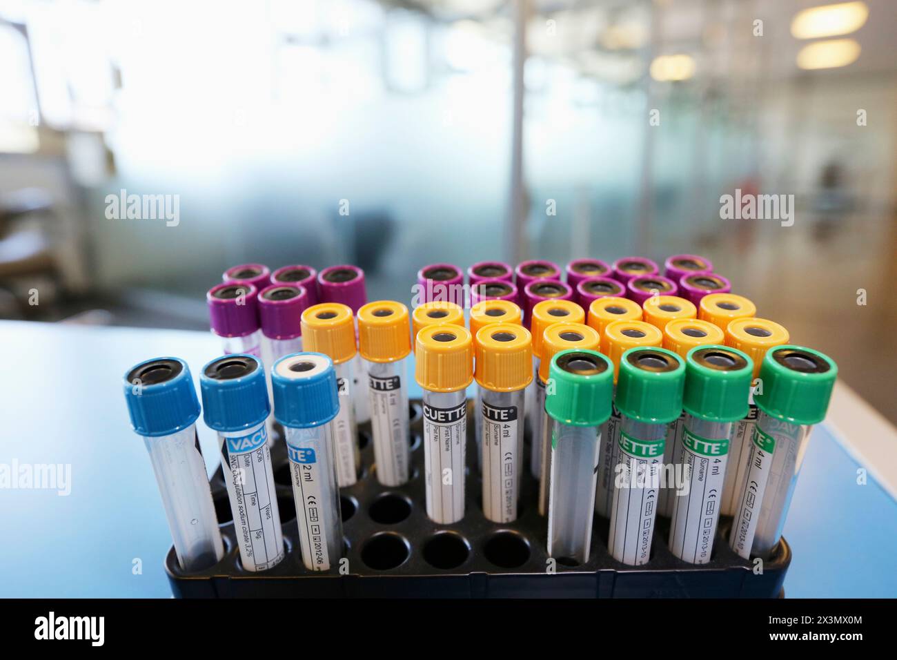sample tubes of blood, Boxes chemotherapy, Onkologikoa Hospital ...