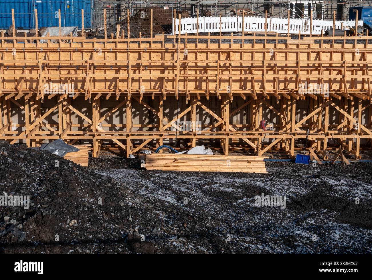 Construction site with timber formwork Stock Photo - Alamy