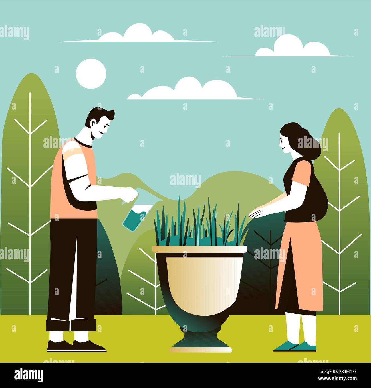 Plants nurturing Stock Vector Images - Alamy
