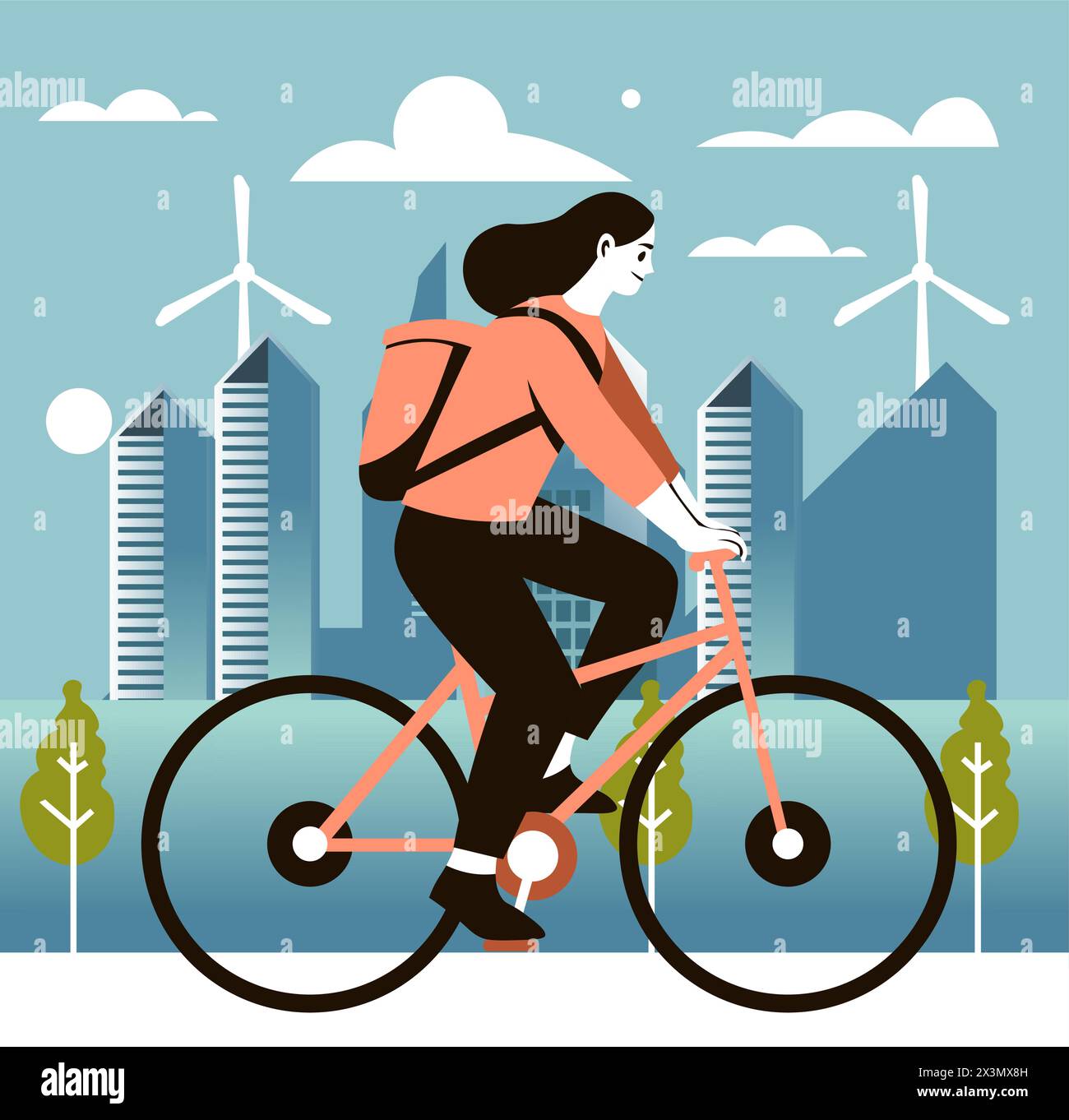 Urban Cycling Wind Energy Cityscape Stock Vector Image & Art - Alamy
