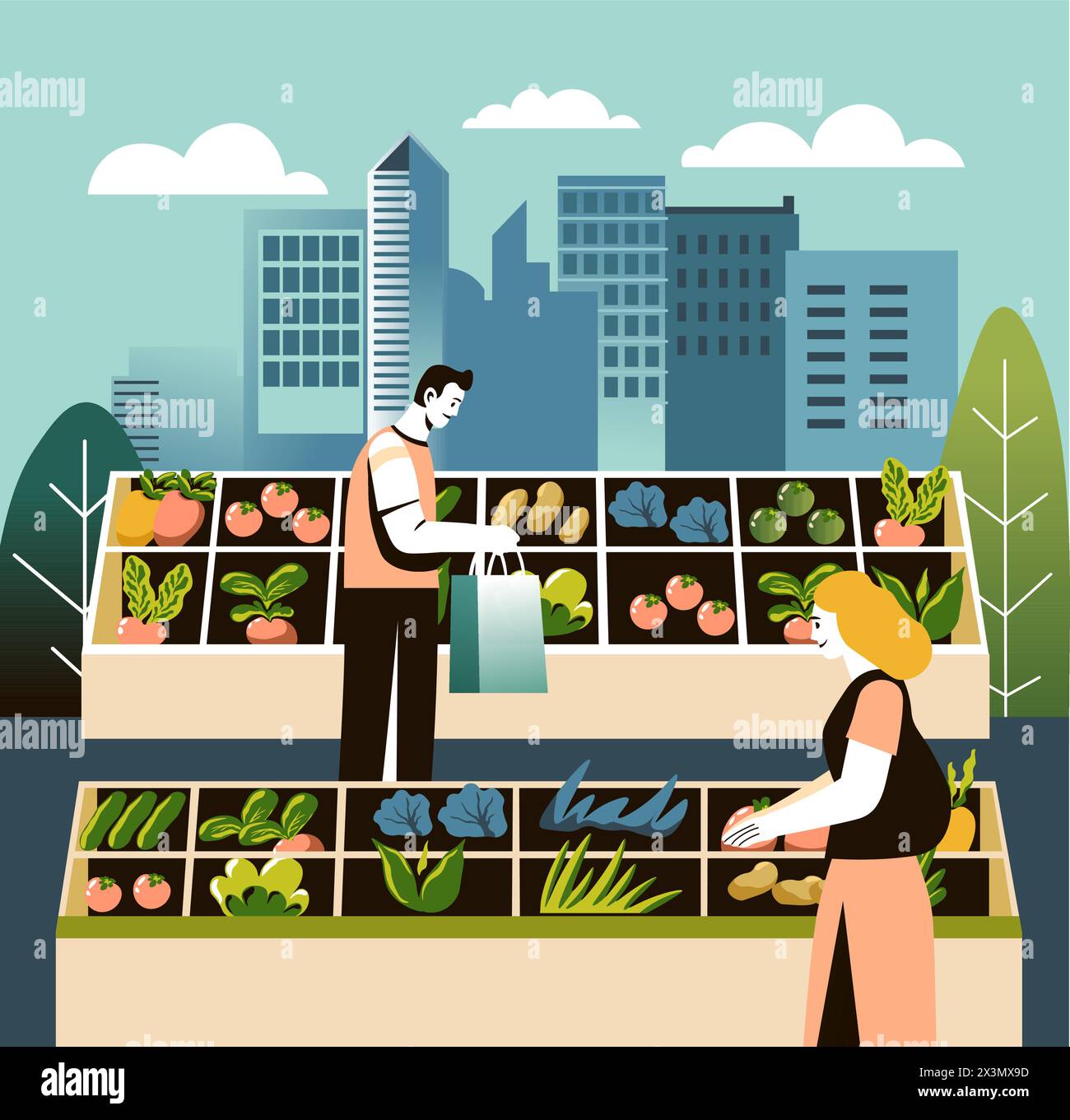 Local food stalls Stock Vector Images - Alamy