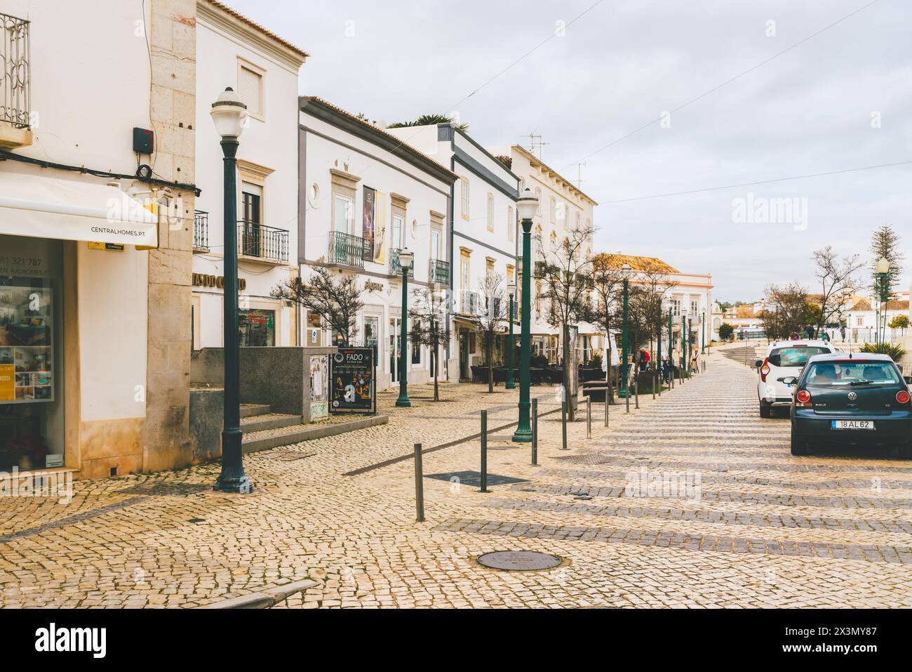 Tavira, Portugal, January 8, 2024. A cobblestone street in Tavira ...