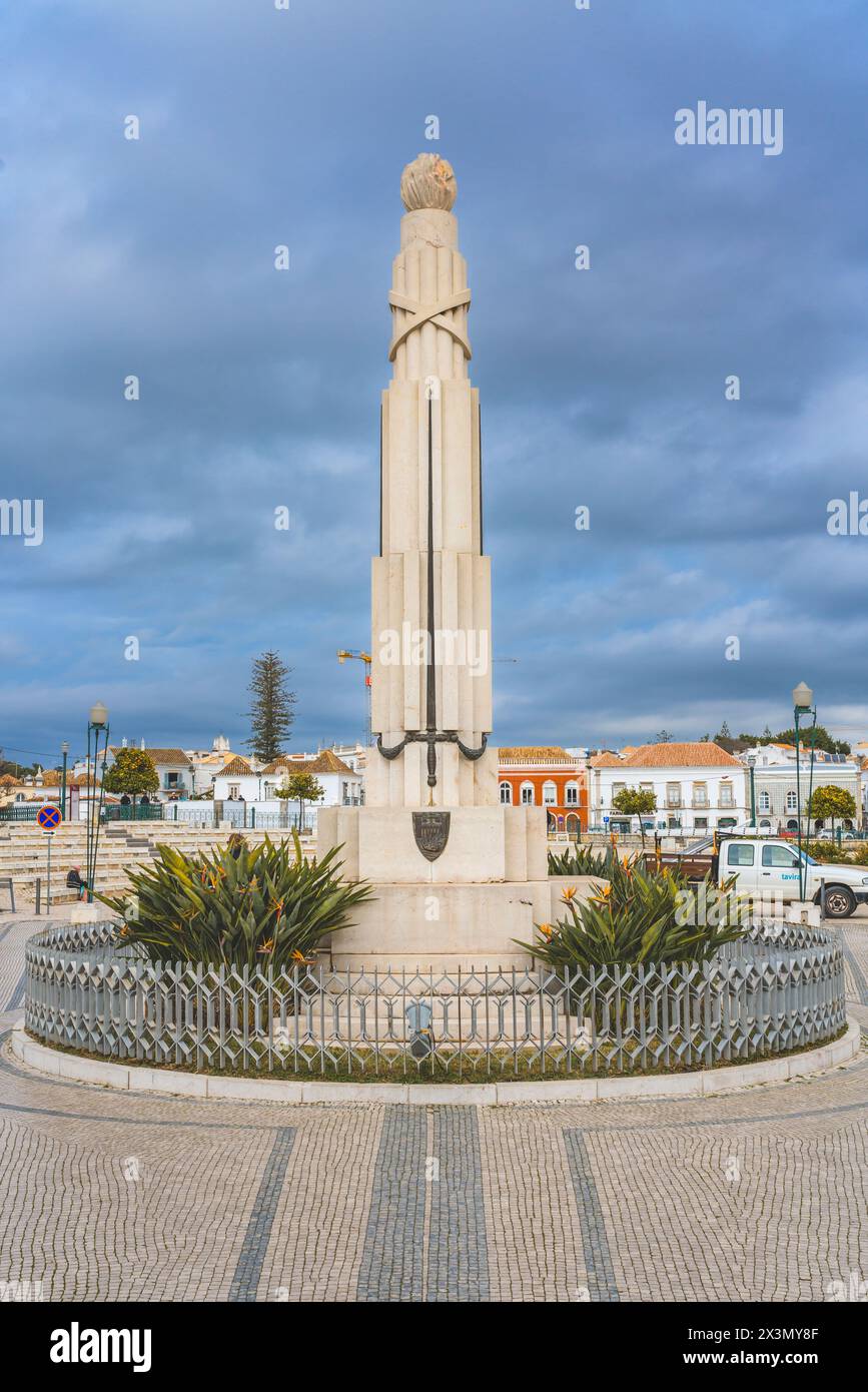 Tavira, Portugal, January 8, 2024. Central square in Tavira, Portugal ...