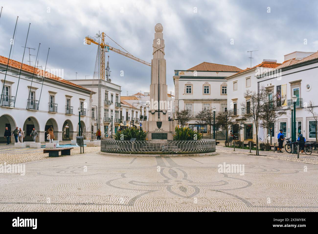 Tavira, Portugal, January 8, 2024. Town square in Tavira, Portugal ...