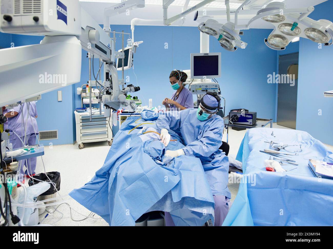Surgical removal of the adenoids, otorhinolaryngology operating room ...