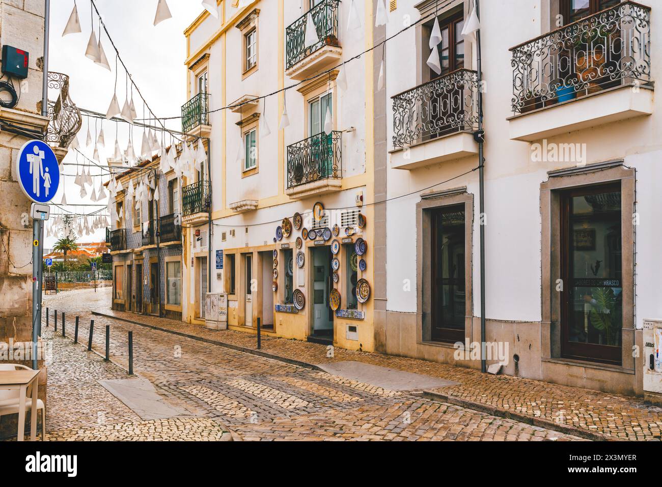 Tavira, Portugal, January 8, 2024. Street in Tavira, Portugal, with ...