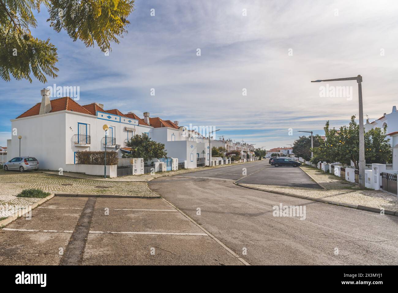 Manta Rota, Portugal, January 10, 2024. A residential street in Manta ...