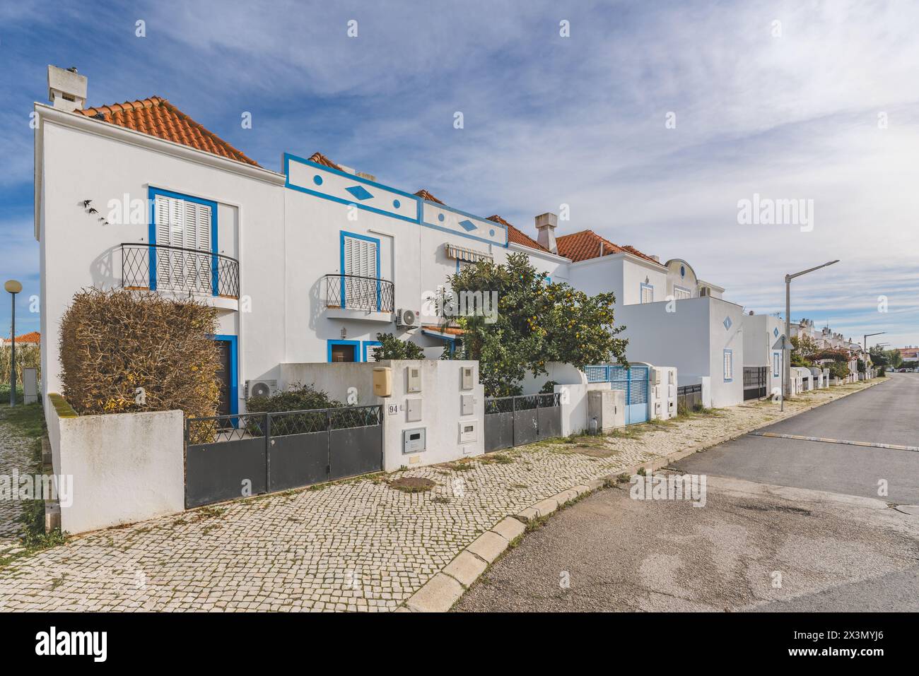 Manta Rota, Portugal, January 10, 2024. A residential street in Manta ...