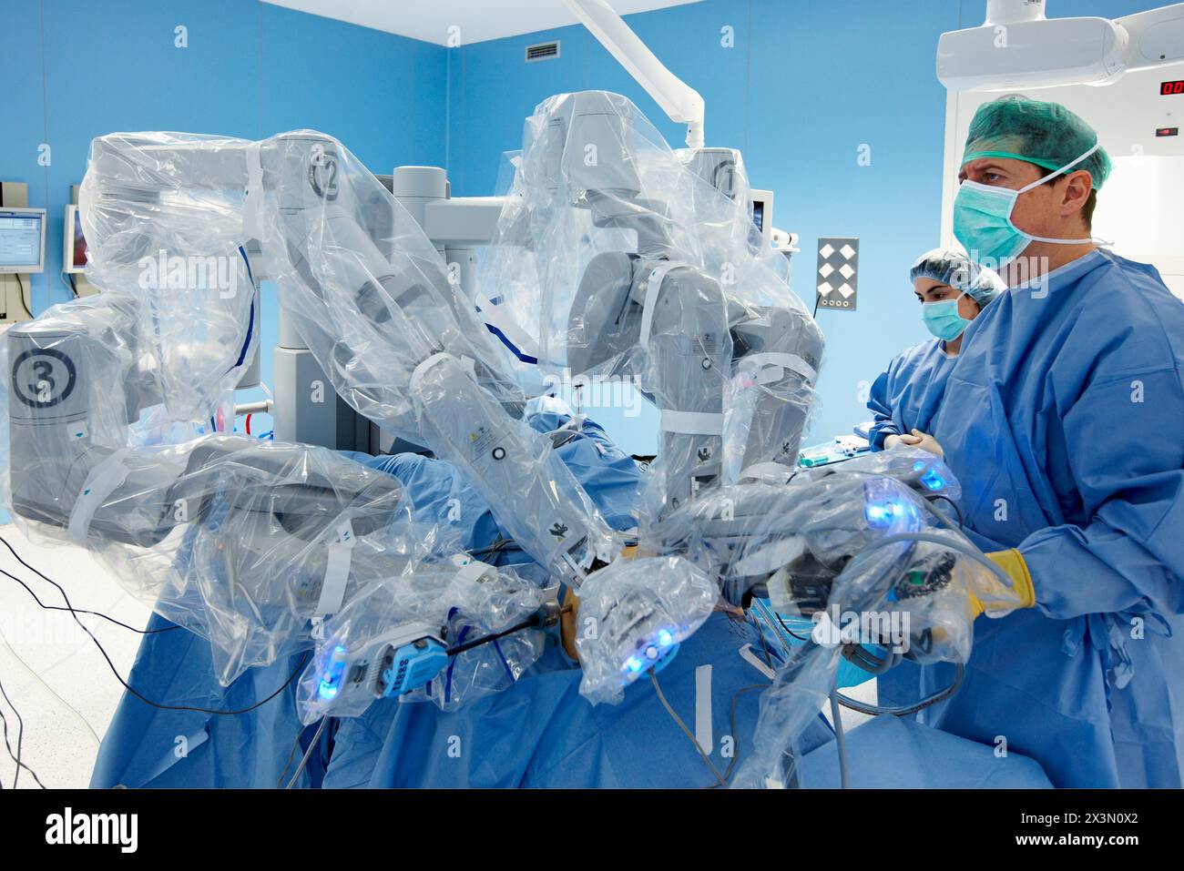 Operating room, prostate cancer robotic surgery, Da Vinci surgical ...