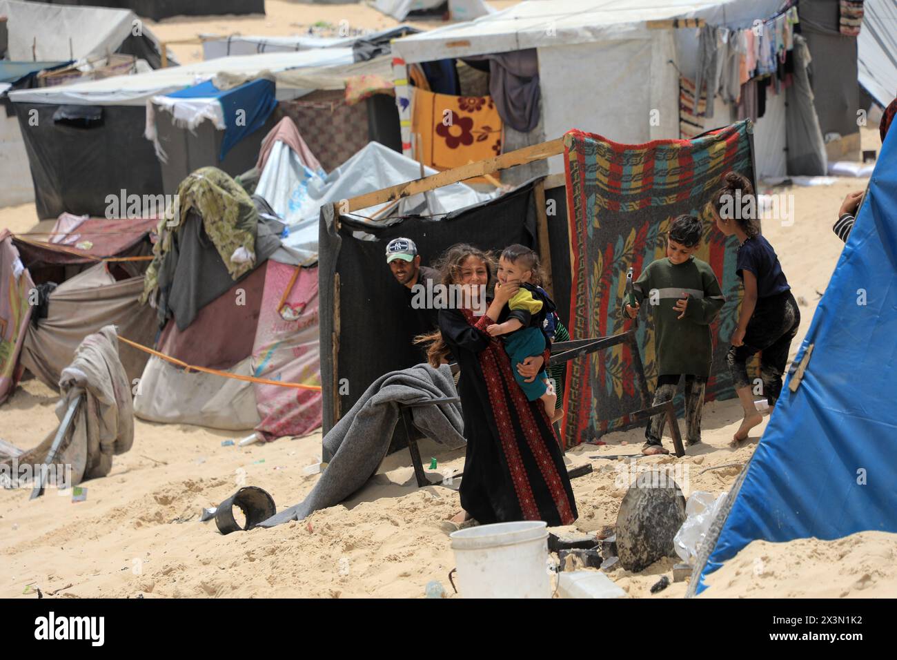 Gaza. 27th Apr, 2024. People are seen at a temporary camp in the ...