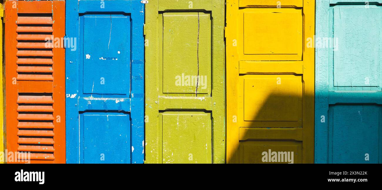 Colorful English Doors. Wooden colorful doors in Dalat Vietnam. Modern ...