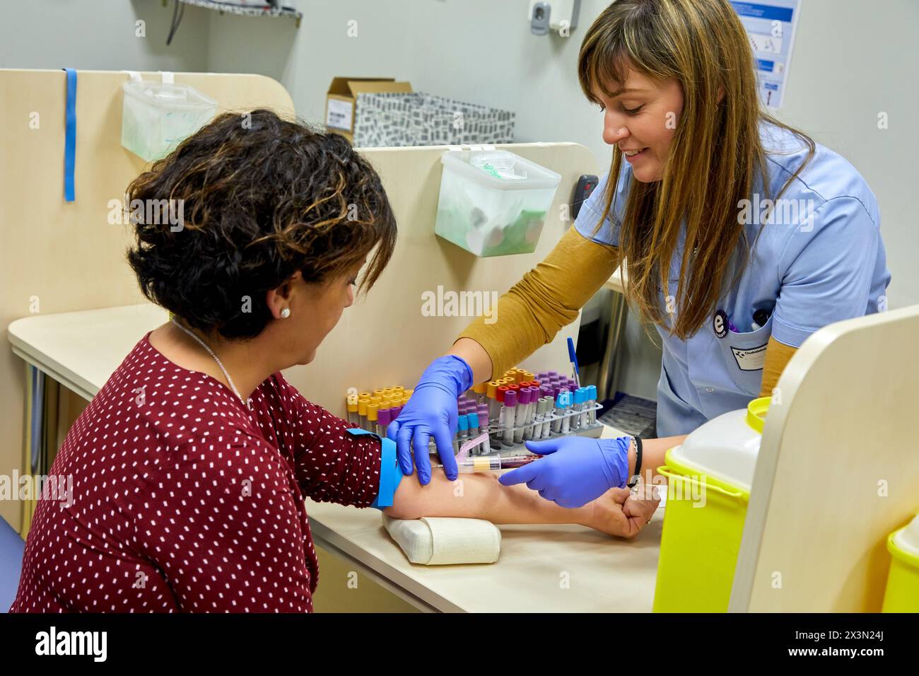 Nurse performing a blood draw, Antiguo Health Center, Donostia, San ...