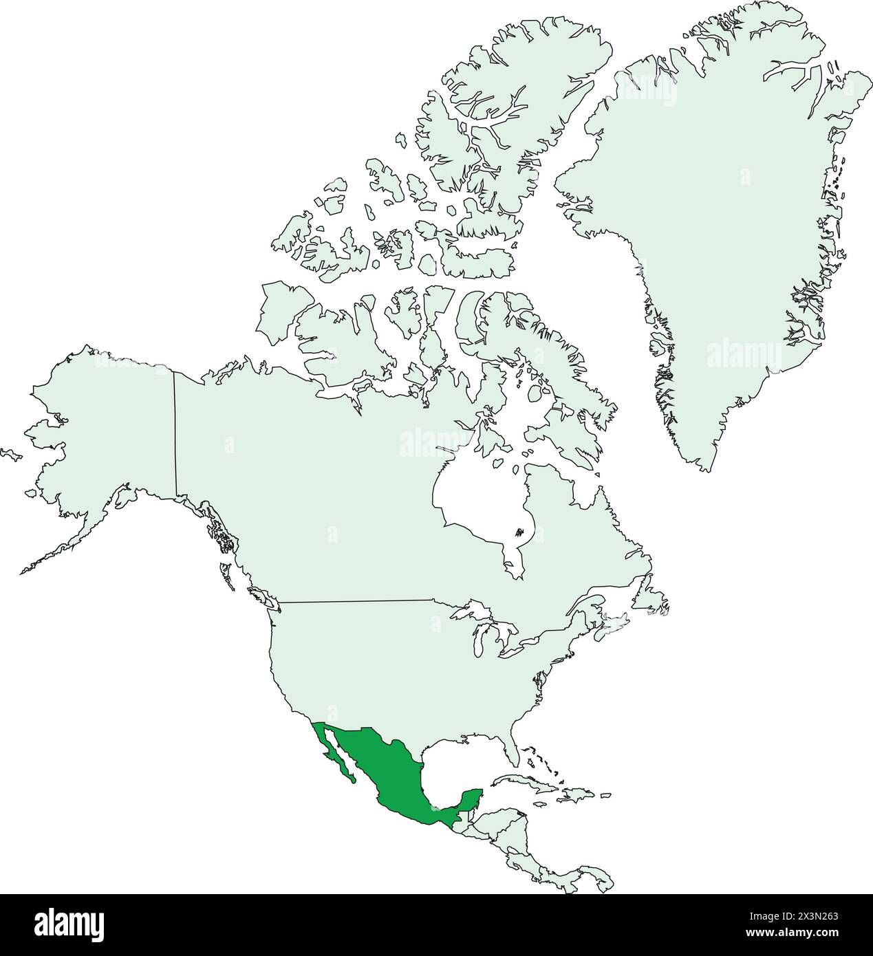 American continent green map hi-res stock photography and images - Alamy