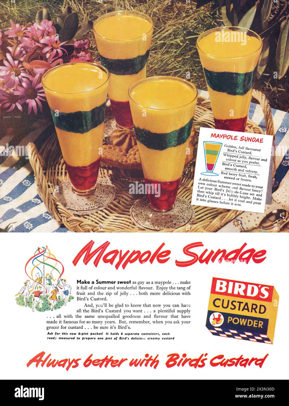 1950 British advertisement for Bird's Custard Powder Stock Photo - Alamy