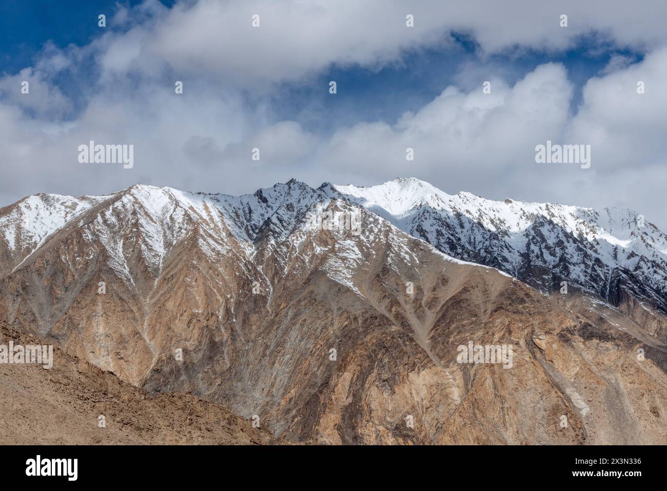 Tall mountains near the summit of the Chang La mountain pass in the ...
