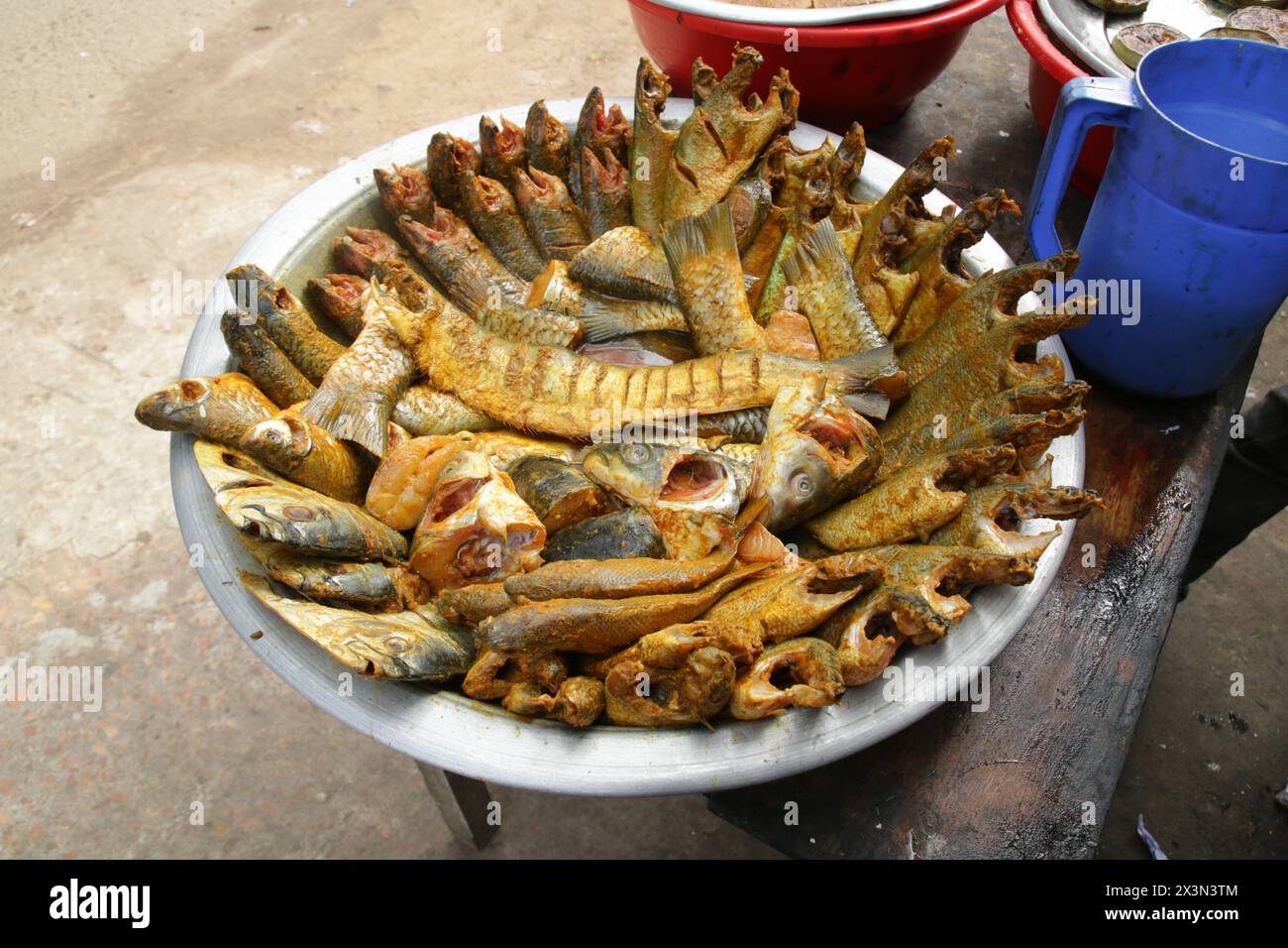 Fish fry street food. Marinated fish with salt pepper chilli and ...