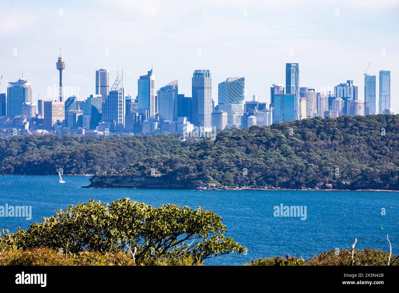 Sydney city centre skyline and cityscape viewed from North Head Manly ...