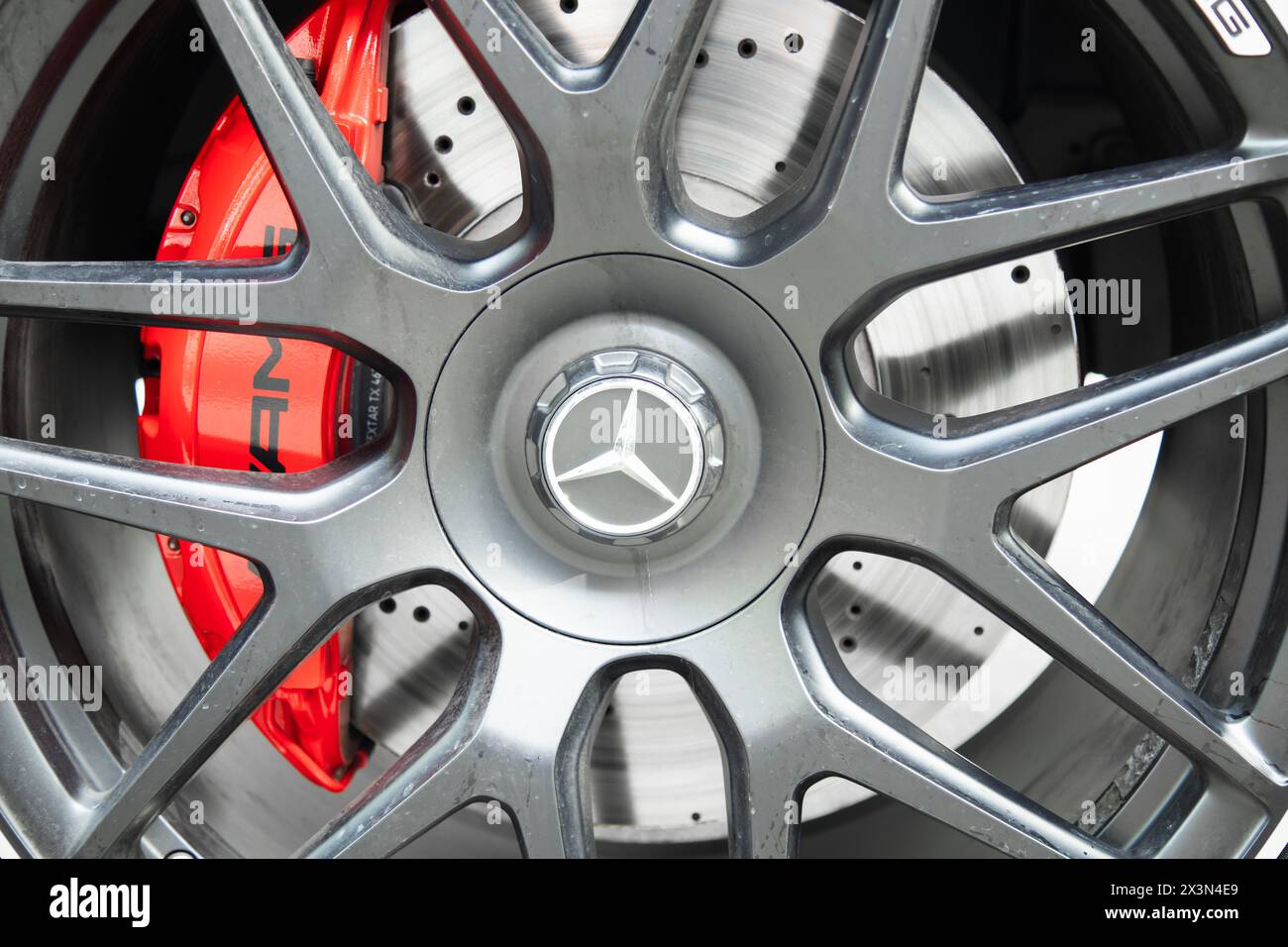 Vladikavkaz , Russia - April, 27 : Red Brake Calipers with Mercedes ...