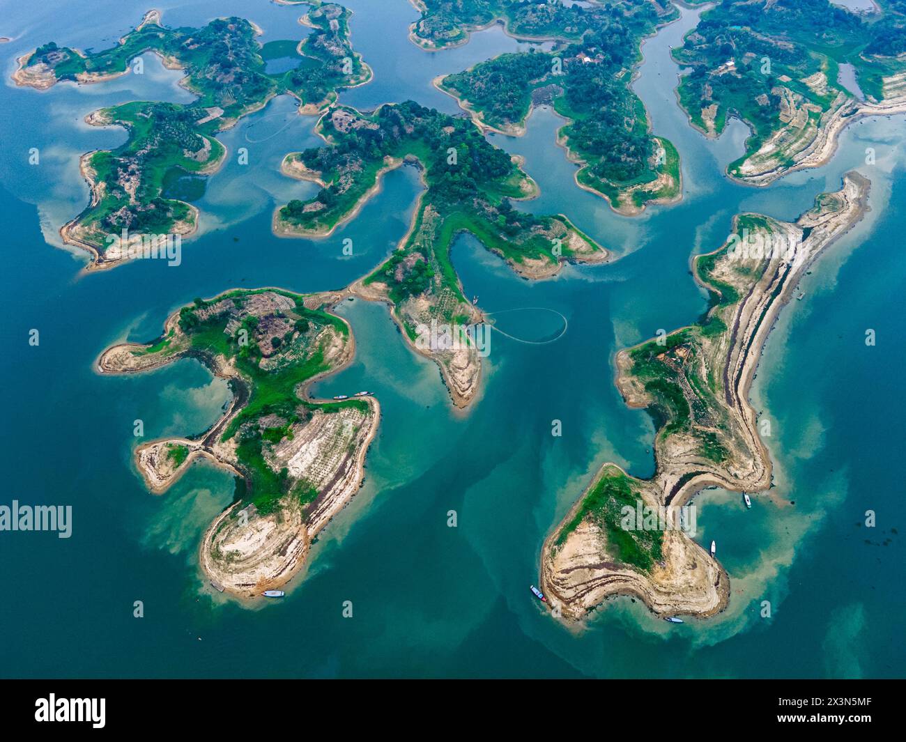 Aerial view of islands in Kaptai Lake in Rangamati of Chittagong in ...