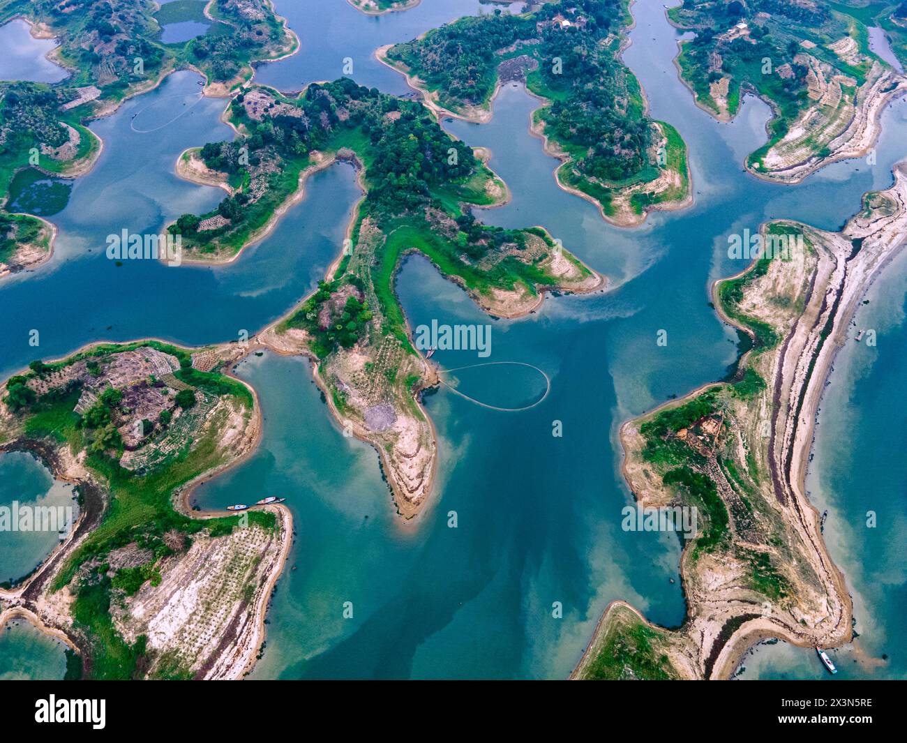 Aerial view of islands in Kaptai Lake in Rangamati of Chittagong in ...