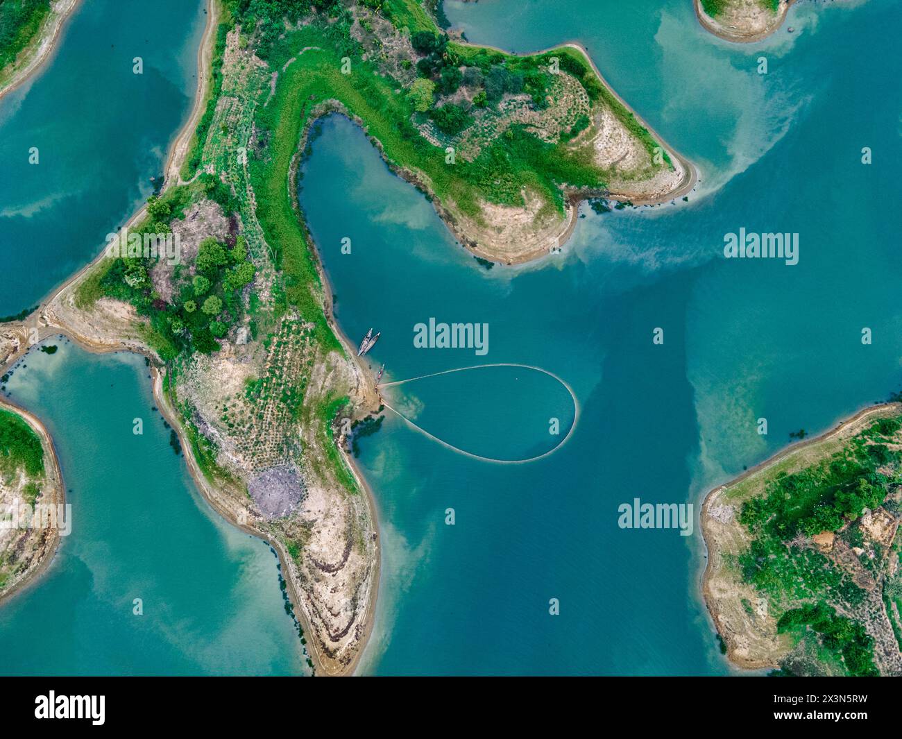 Aerial view of islands in Kaptai Lake in Rangamati of Chittagong in ...