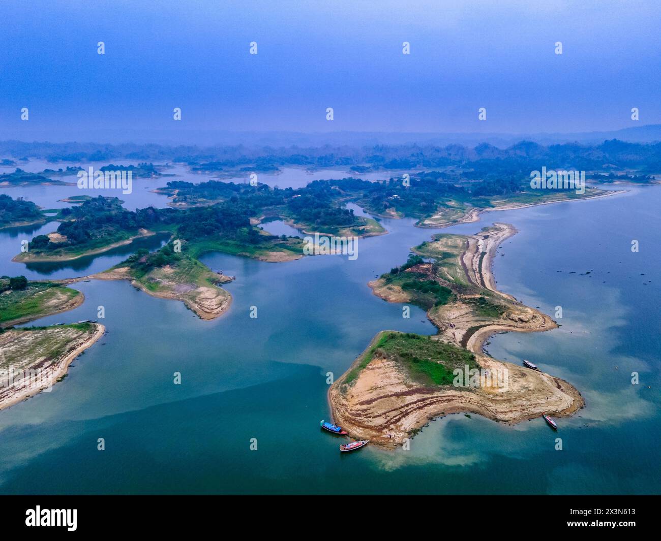 Aerial view of islands in Kaptai Lake in Rangamati of Chittagong in ...