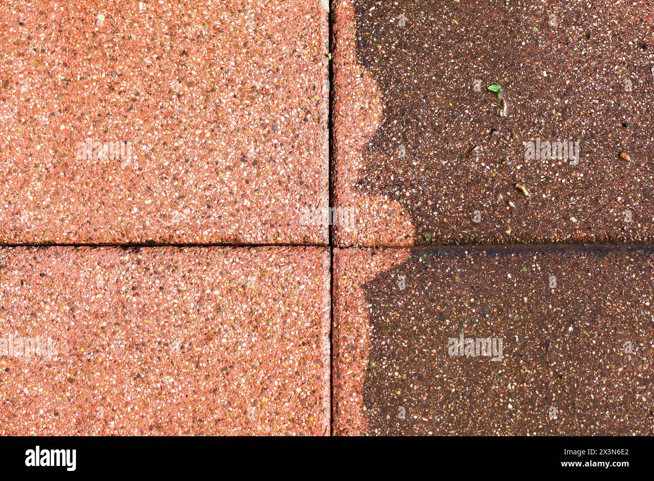 Half of the stone slabs were cleaned with a high-pressure cleaner ...