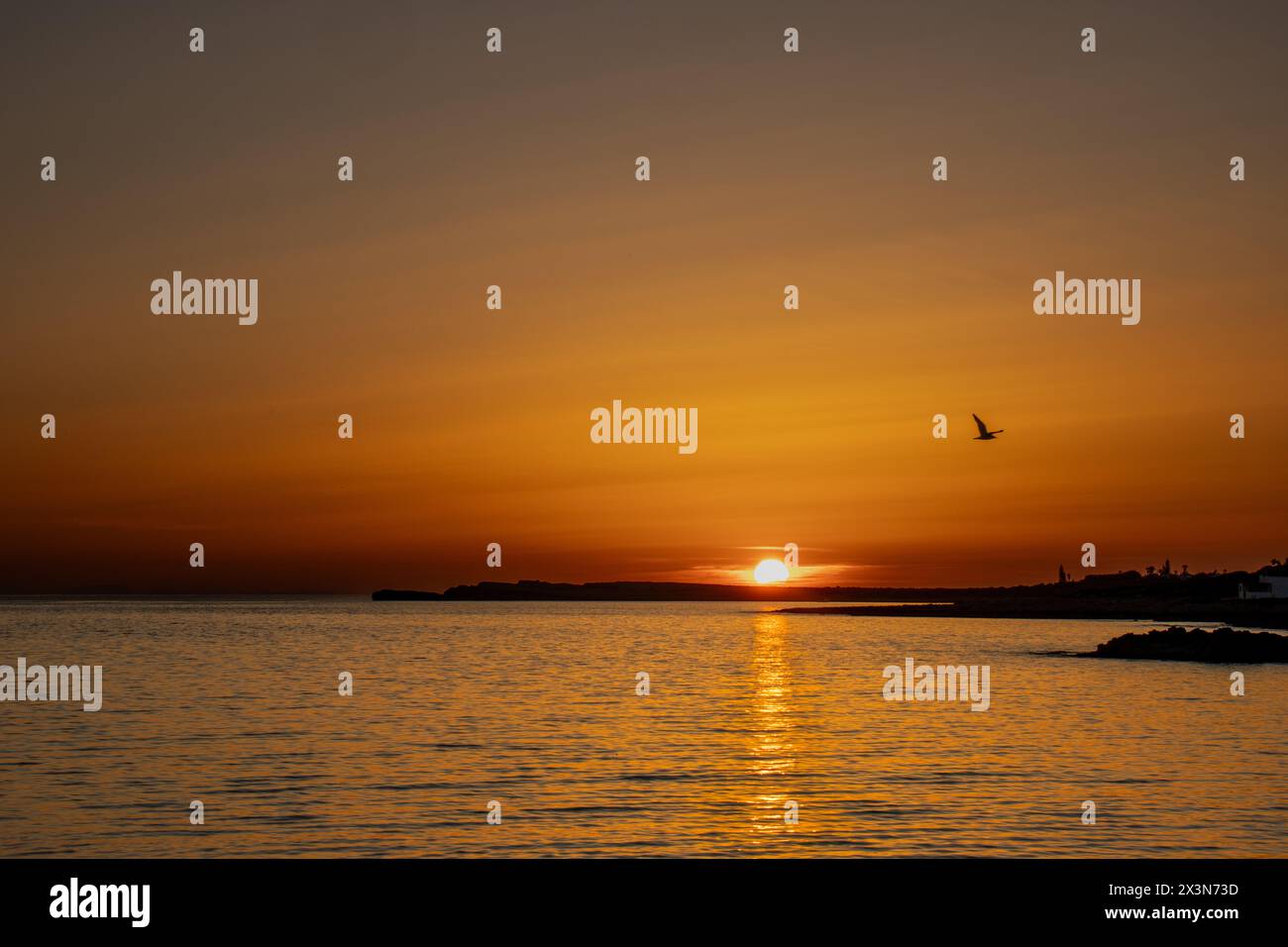 Espectacular puesta de sol desde la cala de Biniancolla, en la isla de ...