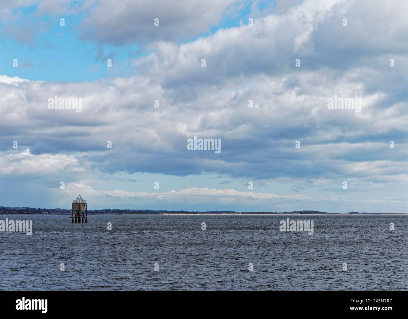 The Larrick Beacon in the middle of the Tay Estuary, seen from Tayport ...