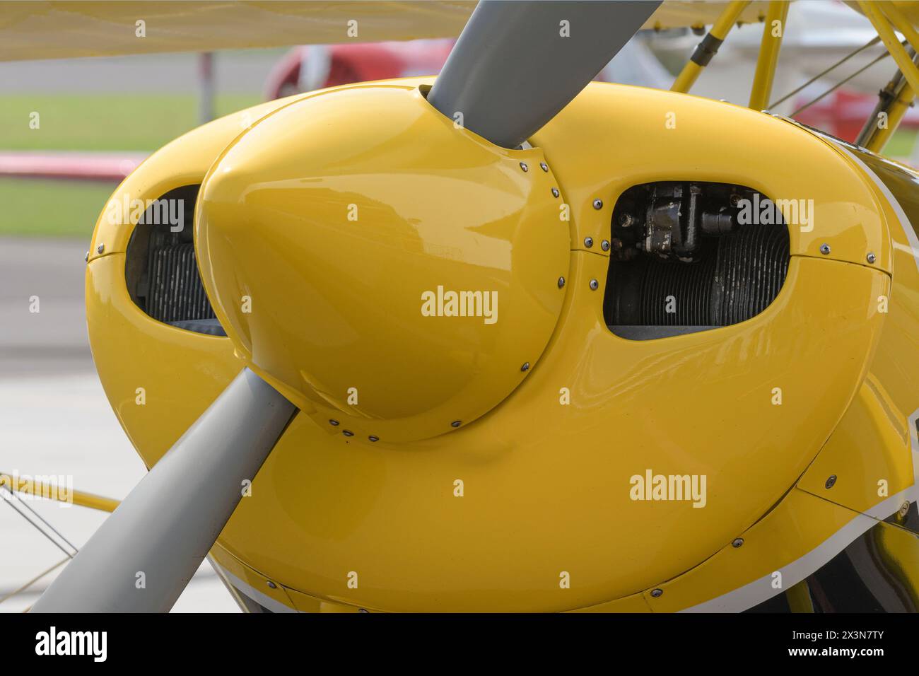 Front part of a light aircraft with a propeller. Screws, texture ...