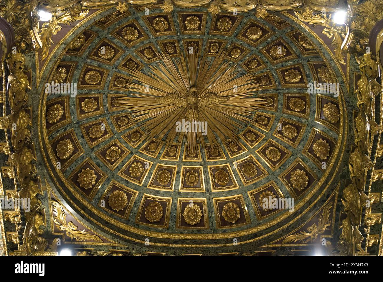 The ceiling inside the baldacchino is a splendid dove of the Holy ...