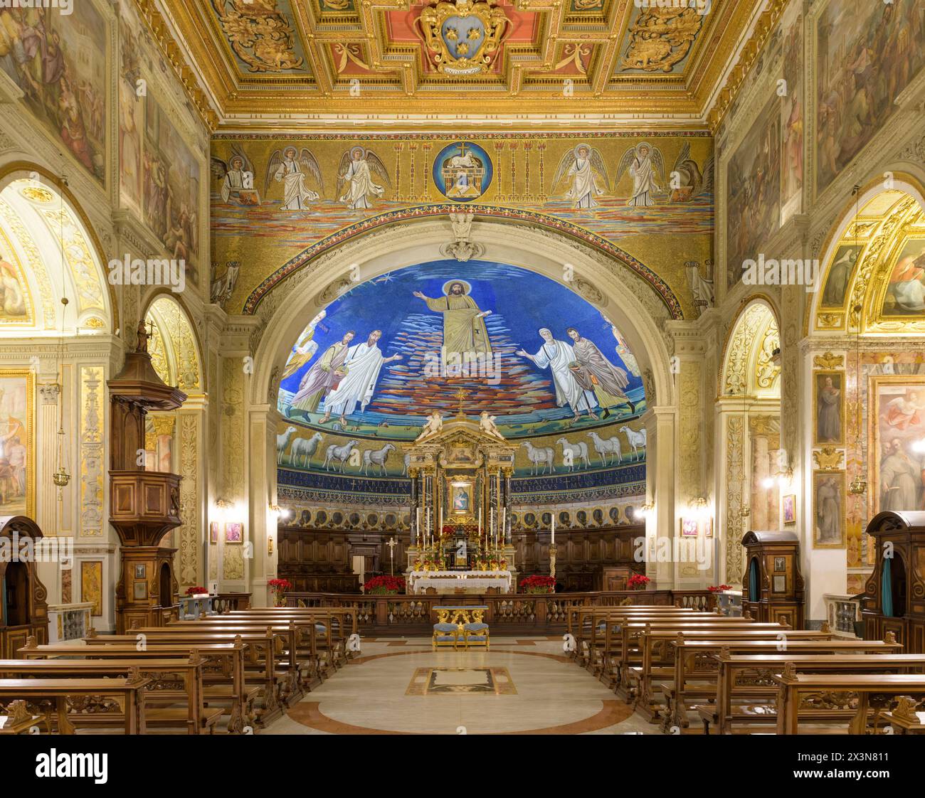 Interior of the basilica of Cosmas and Damian (Santi Cosma e Damiano ...