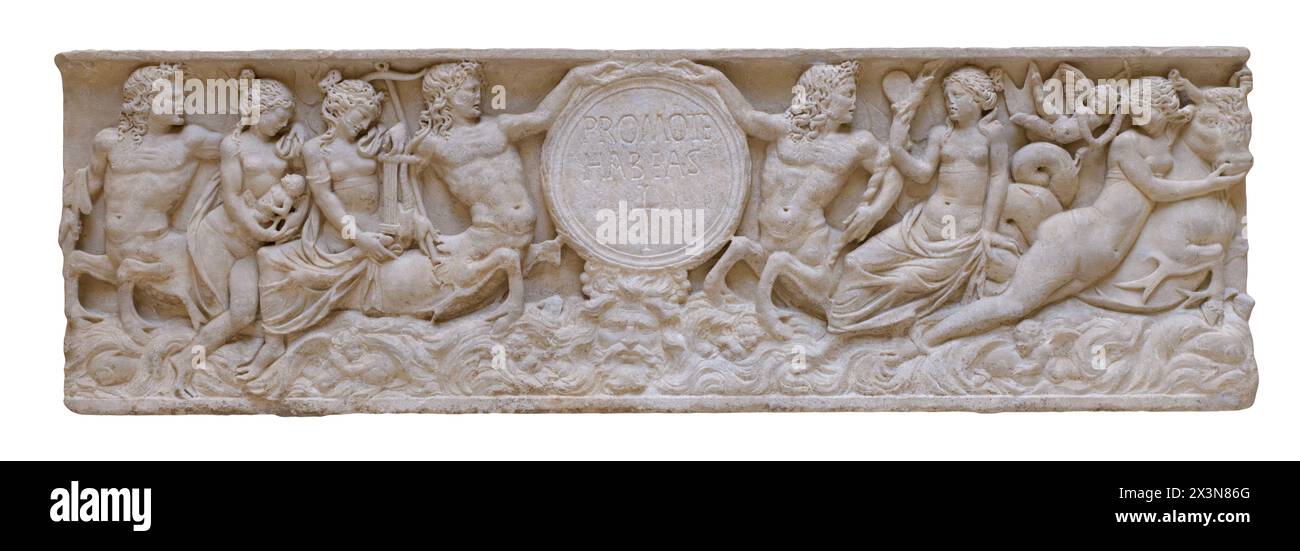 Roman sarcophagus with marine Thiasos and Oceanus. Rome Stock Photo - Alamy