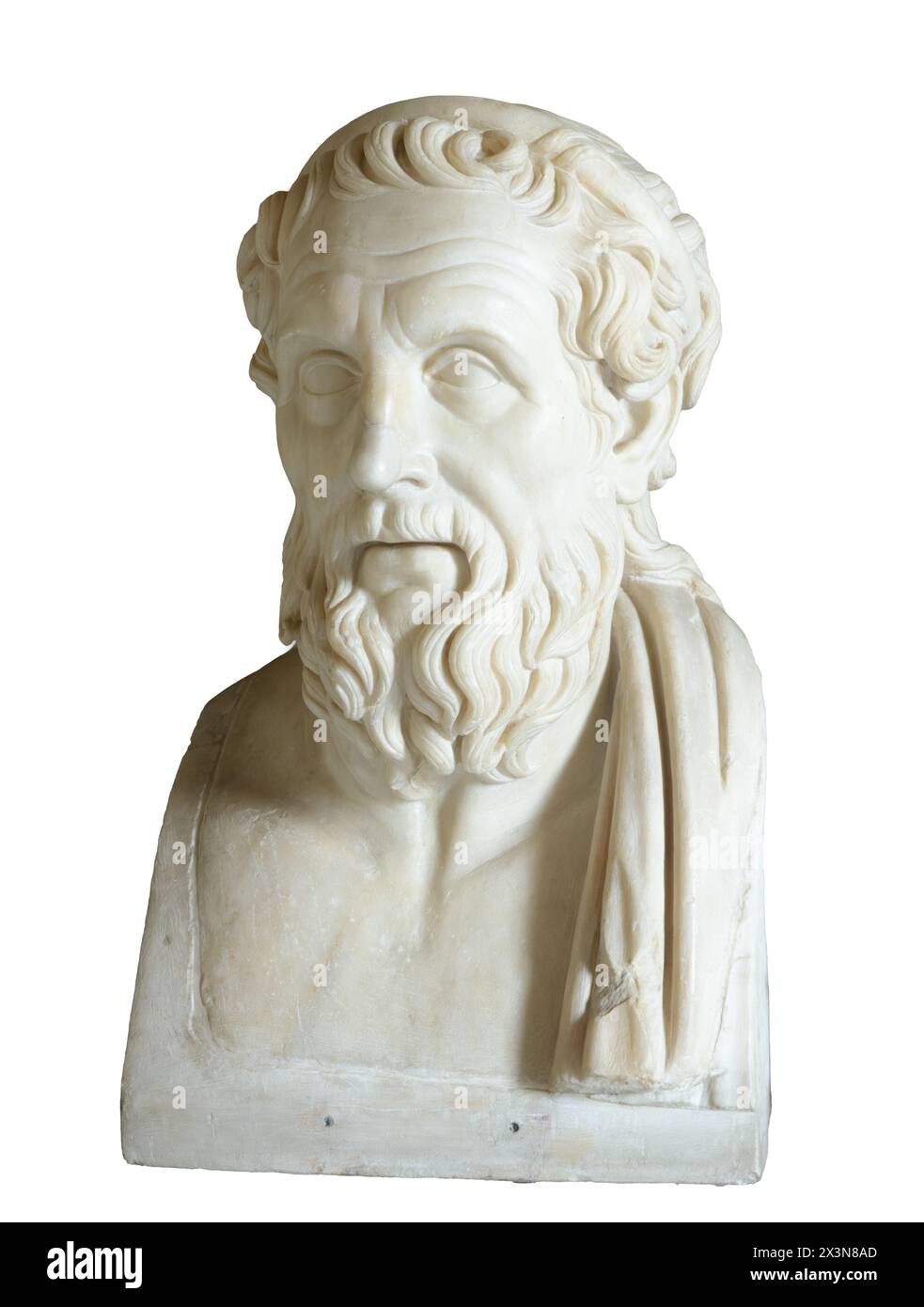 Marble bust of the ancient Greek poet Homer. Roman copy from the 2nd ...