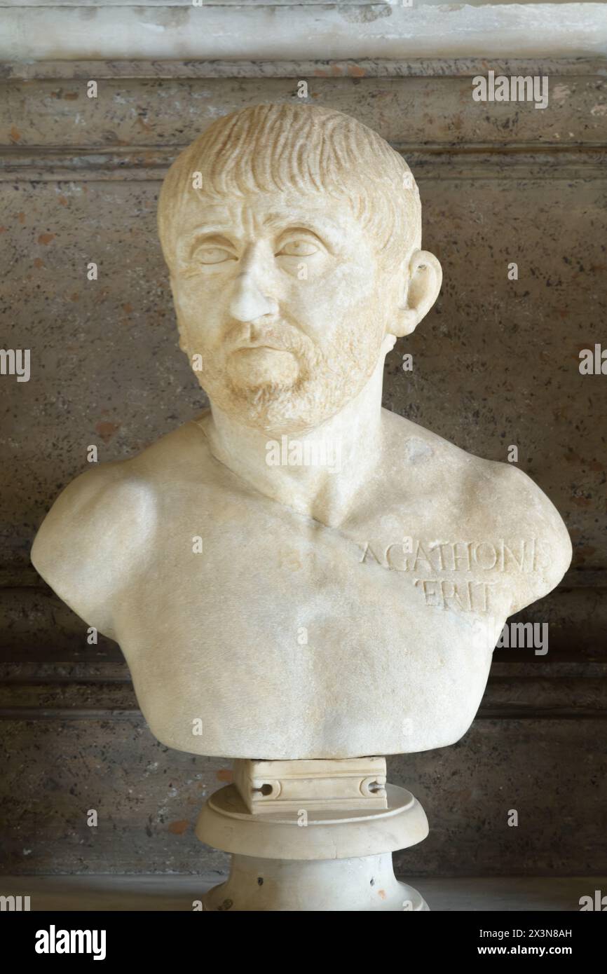 Bust of Agathon of Athens (448-400 BC), playwright Stock Photo - Alamy