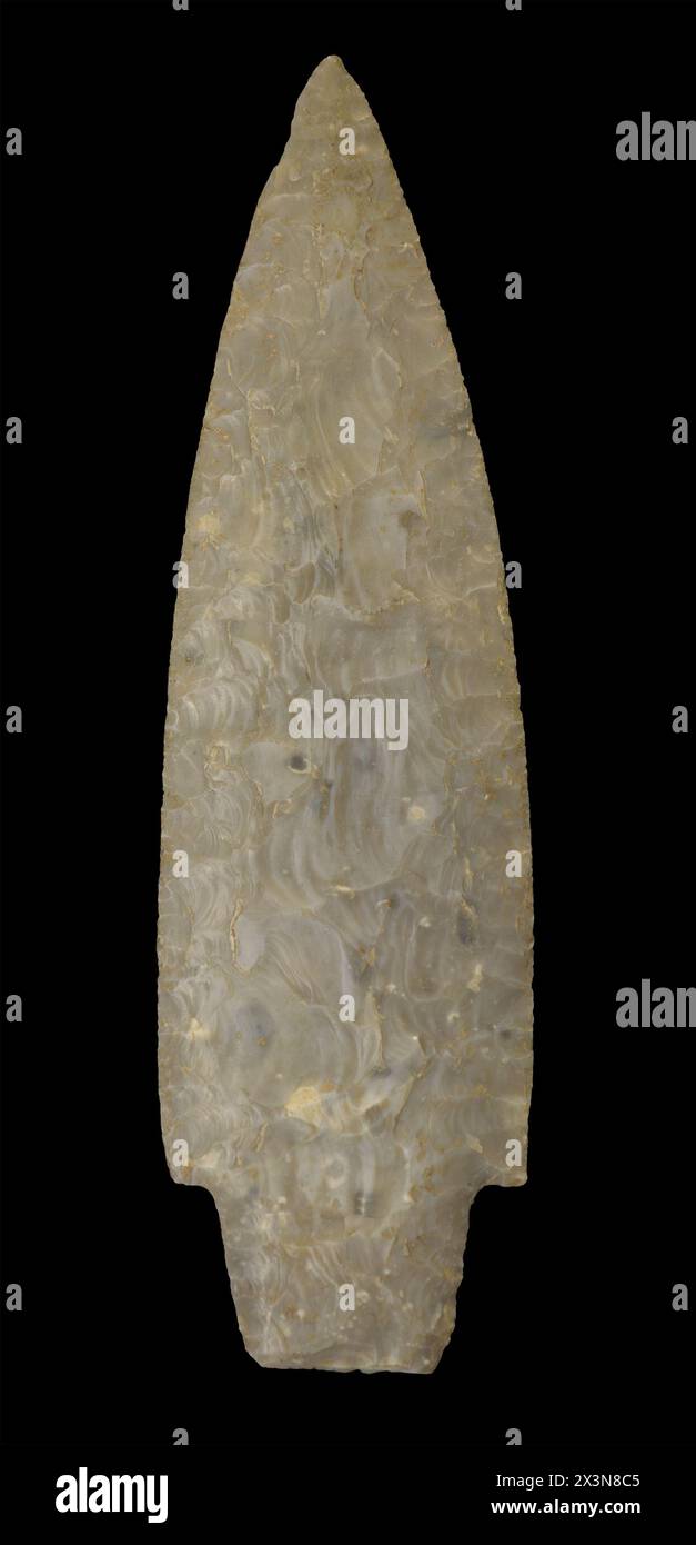 Eneolithic flint dagger on black background Stock Photo - Alamy