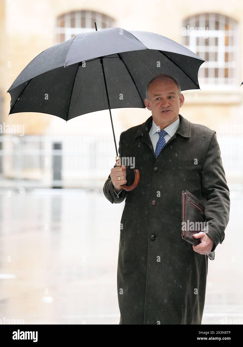 Liberal Democrat leader Sir Ed Davey arrives at BBC Broadcasting House ...