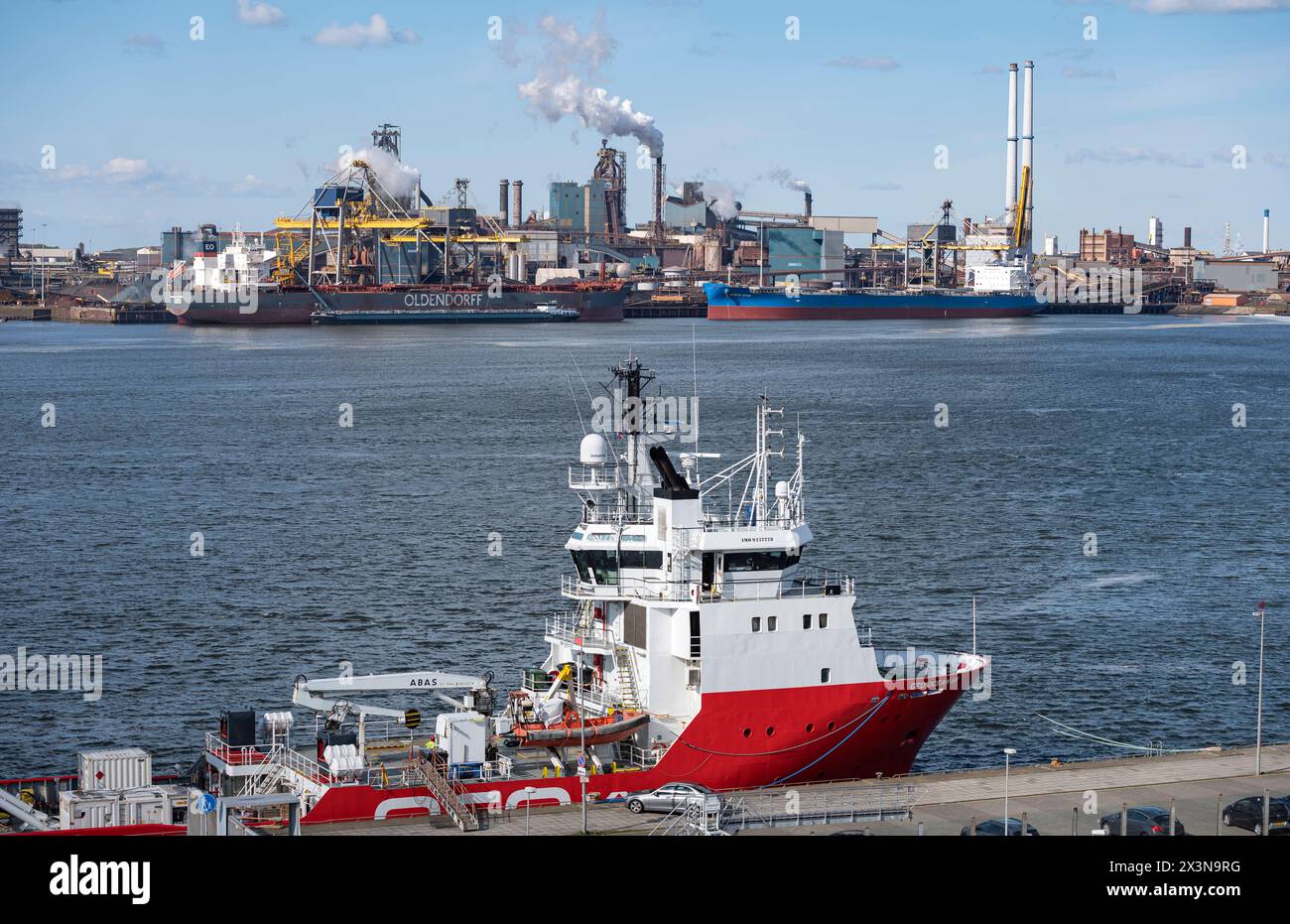 Ijmuiden The Netherlands 22nd April 2024 View across the water to the ...
