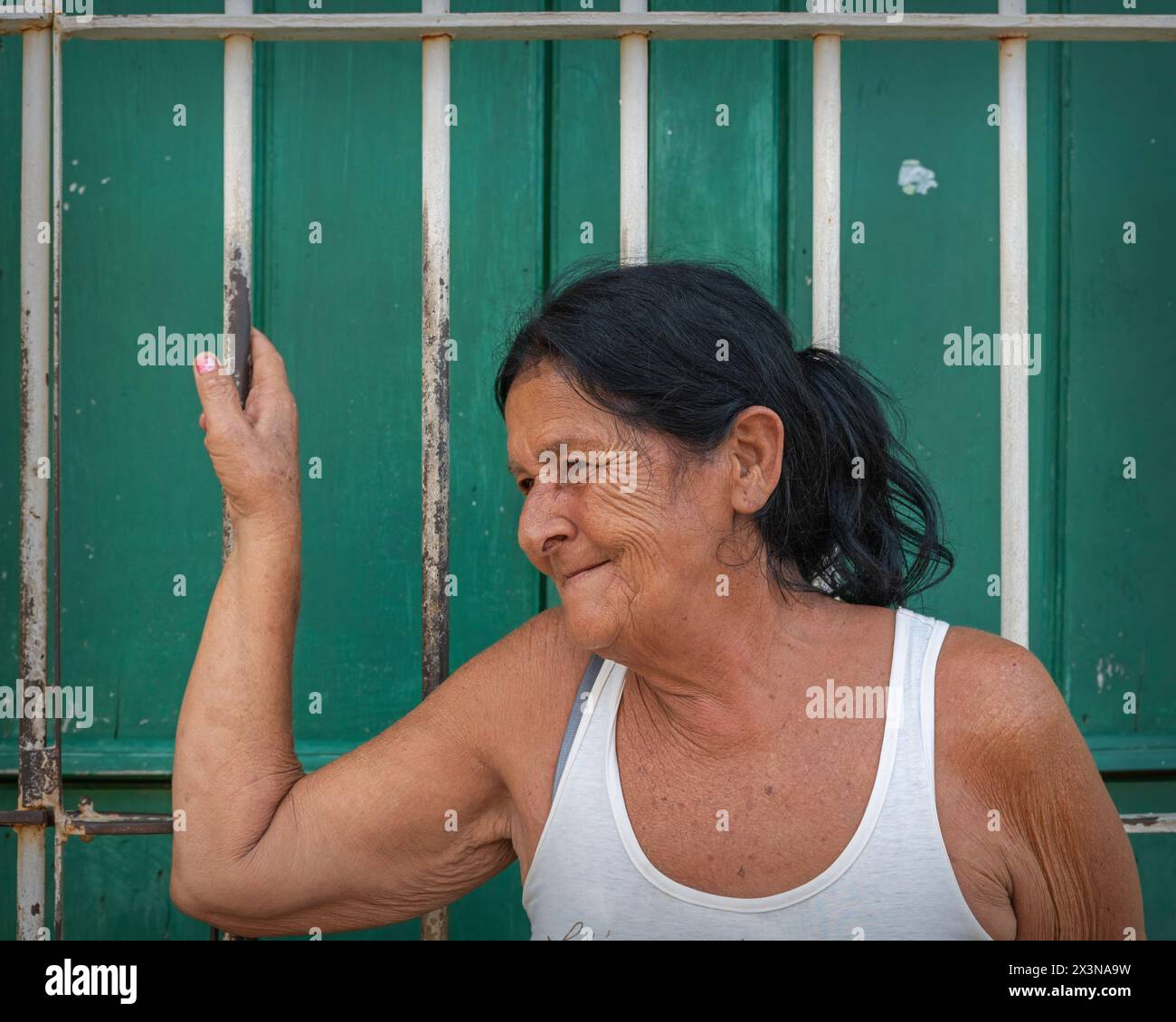 Head and shoulder portrait of a lady outside the front of a house in ...