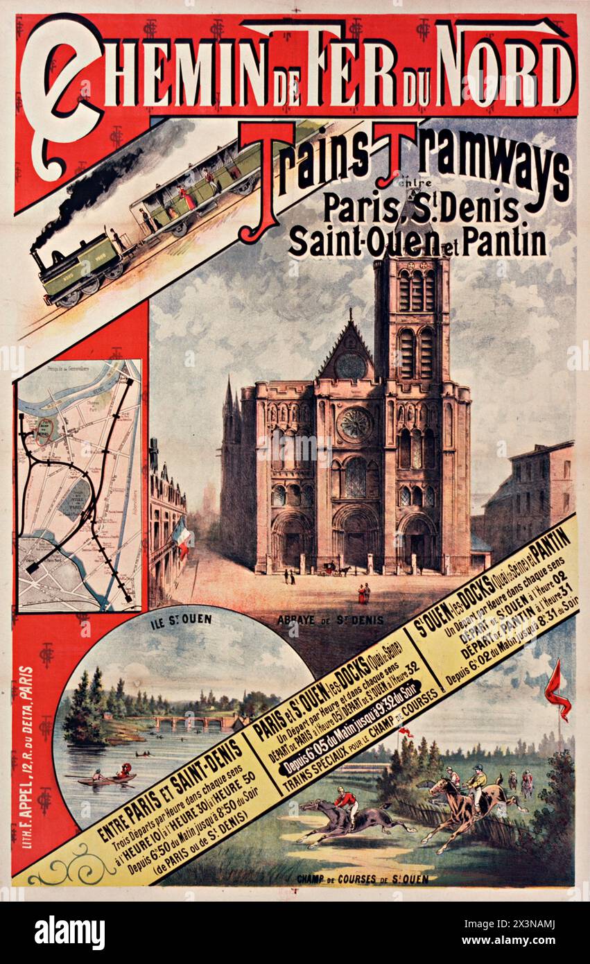 Vintage Travel Foster. French Train and Trams railway between Paris and ...