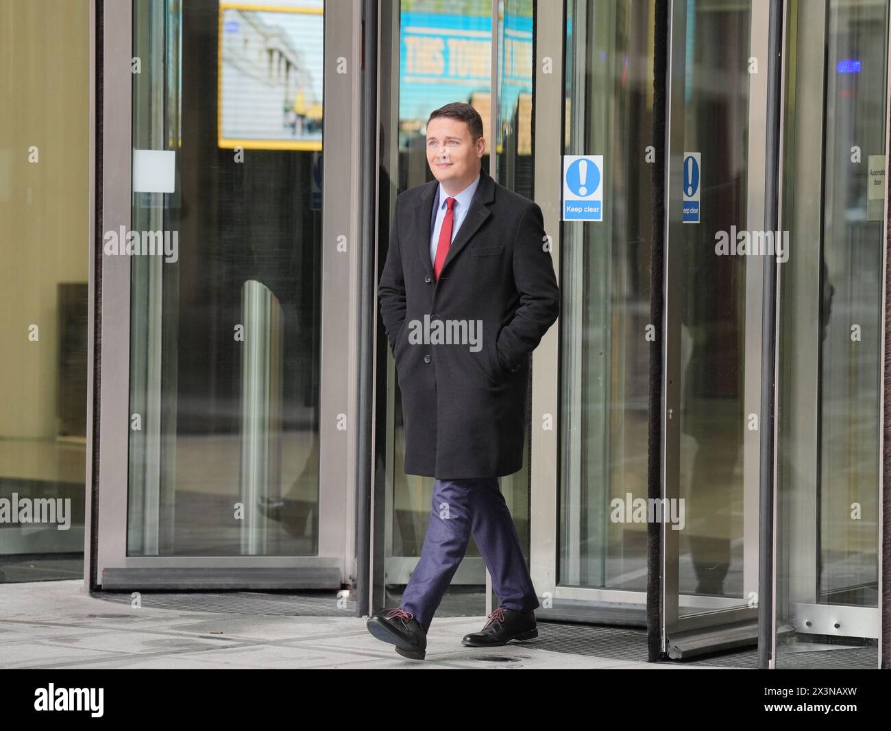 Shadow health secretary Wes Streeting leaving BBC Broadcasting House in ...
