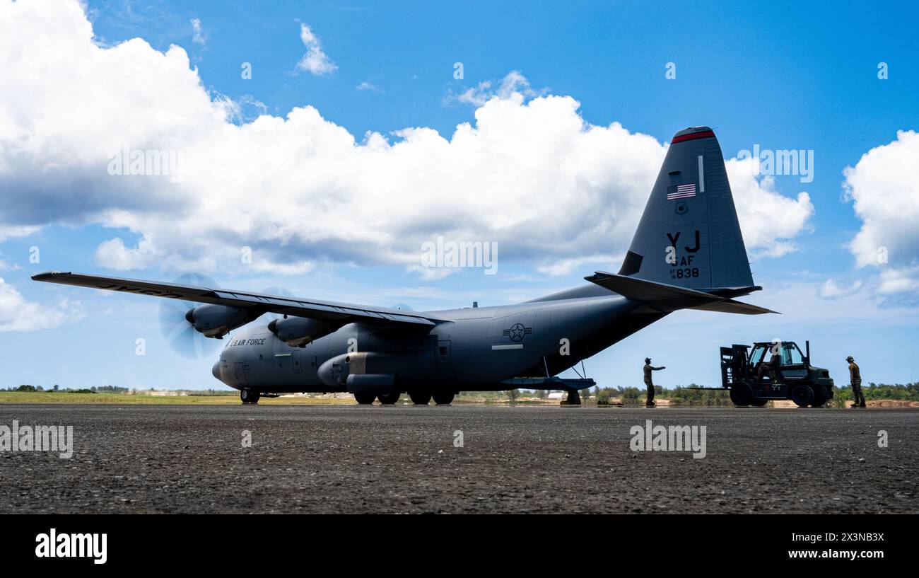 A U.S. Air Force C-130 Hercules out of Yokota Air Base, Japan, prepares ...