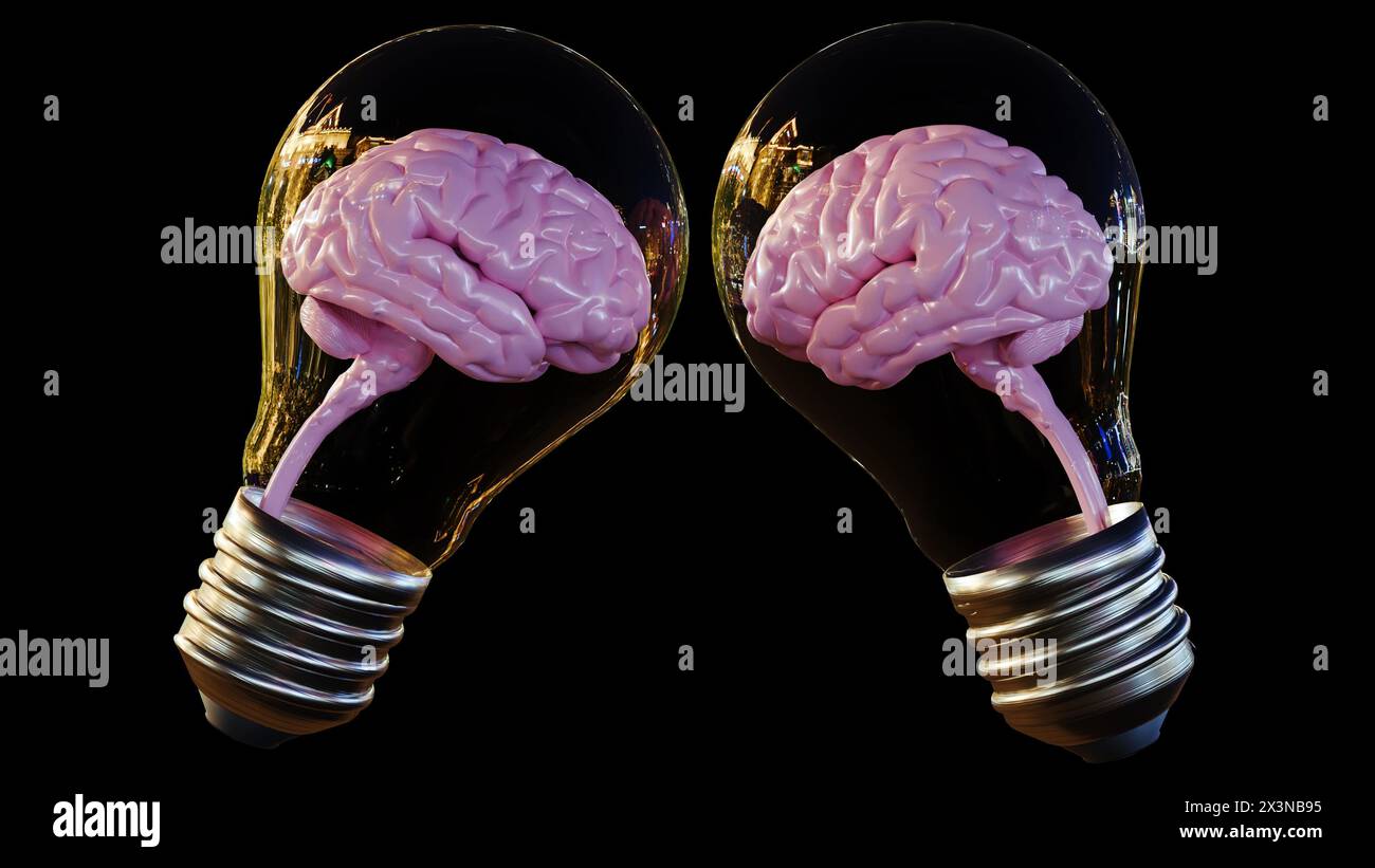 Light bulb human brain inside hi-res stock photography and images - Alamy